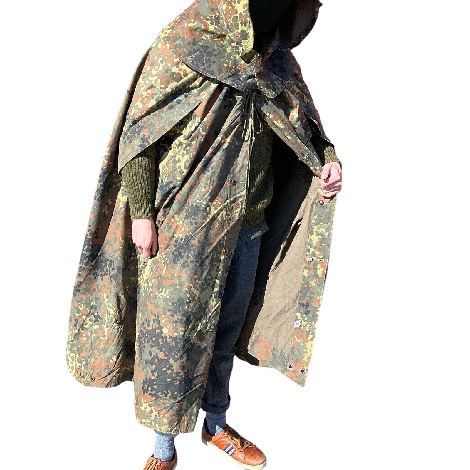 German Army Bundeswehr Flecktarn Zeltbahn Shelter/Poncho + Hood / Stow ...
