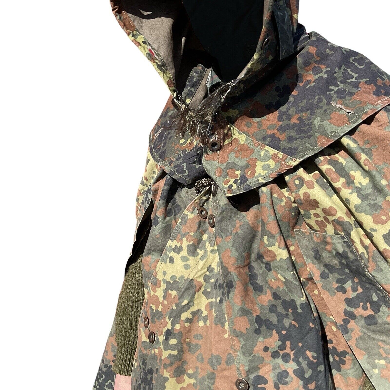 German Army Bundeswehr Flecktarn Zeltbahn Shelter/Poncho + Hood / Stow ...