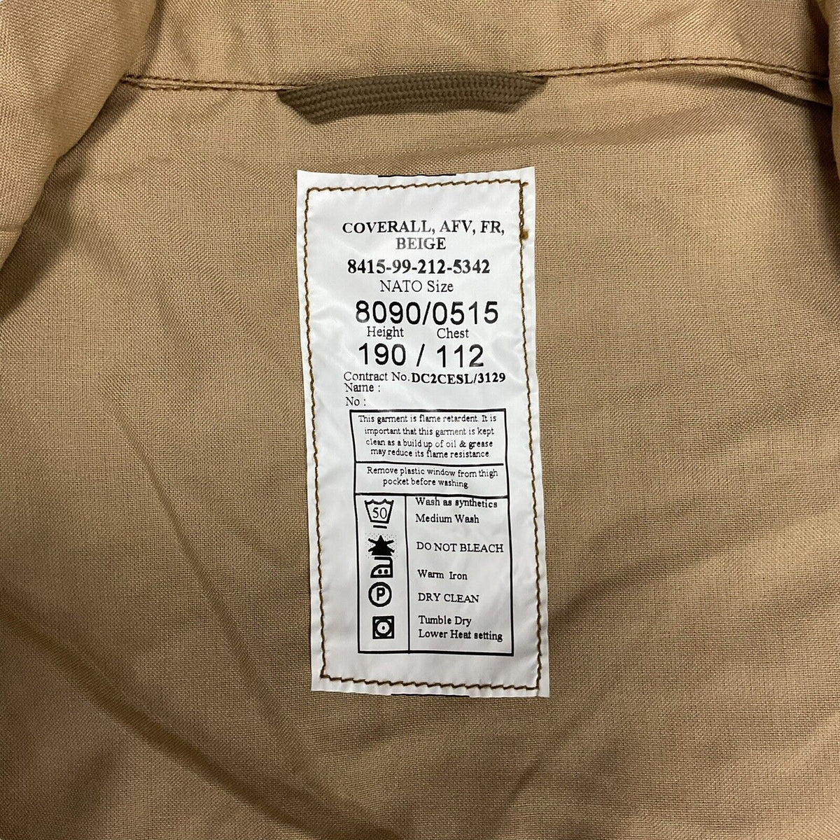 British Army AFV Flame Resistant Crew Suit Coveralls - BRAND NEW - Siz ...