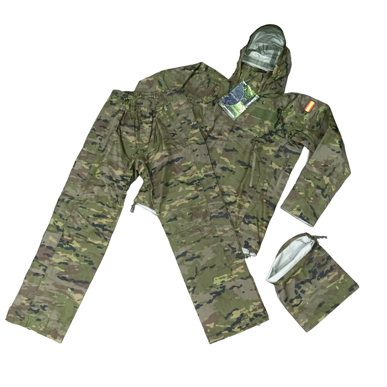 Spanish Army Pixel Camo Waterproof Storm Suit - New – Pools Surplus Stores