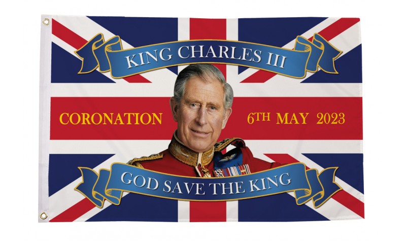 King Charles III Coronation (Style A) Flag (3ft x 2ft) – Pools Surplus ...